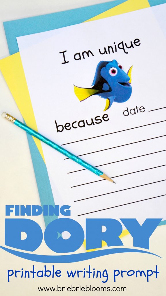 Free printable Finding Dory writing prompt - Brie Brie Blooms