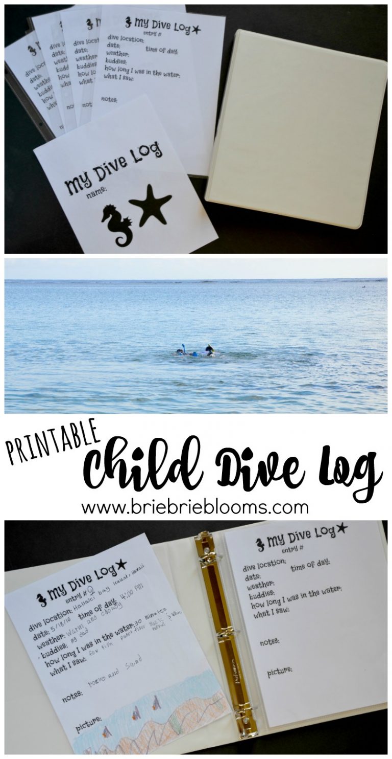 Free Printable Child Dive Log - Brie Brie Blooms