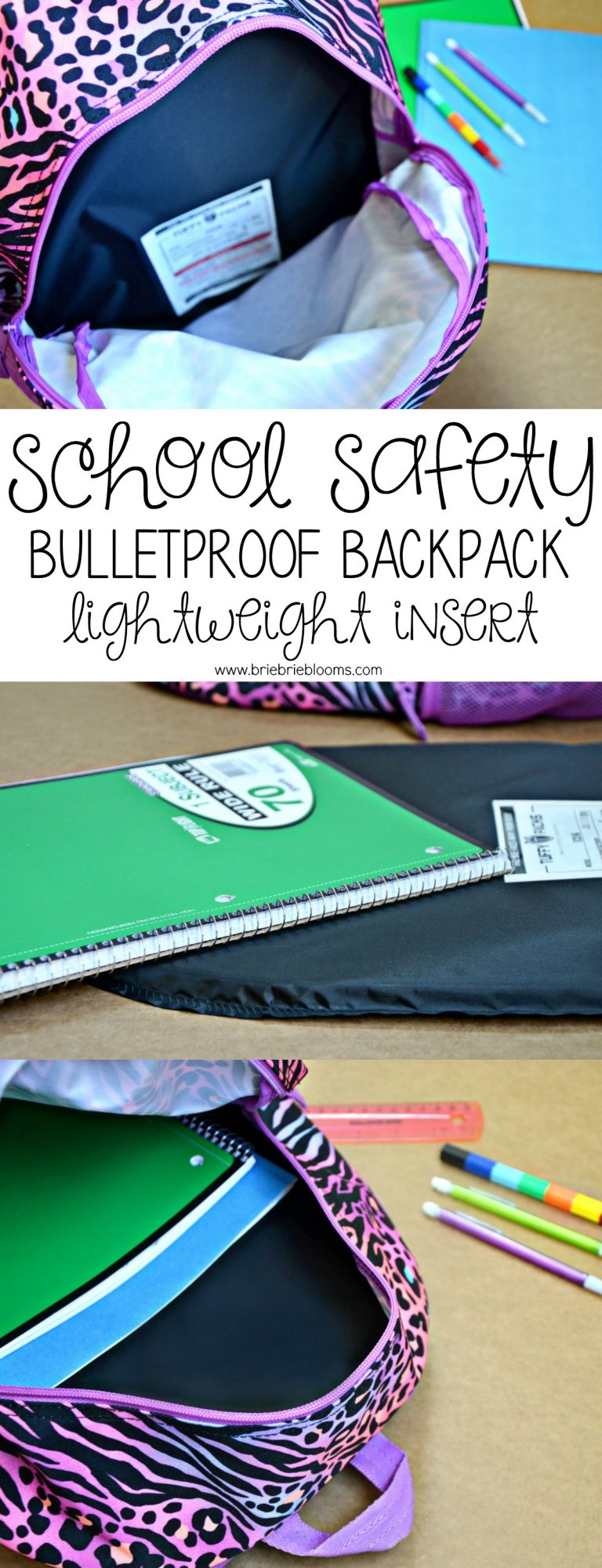 School Safety | Lightweight Bulletproof Backpack Insert - Brie Brie Blooms